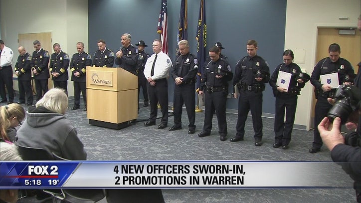 Warren PD swears in 4 officers, promotes 2 | FOX 2 Detroit