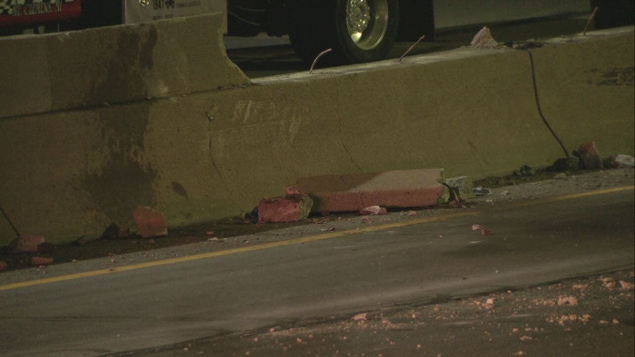 Drivers Hit Concrete Chunks After Street Sweeper Accident On I 94 In