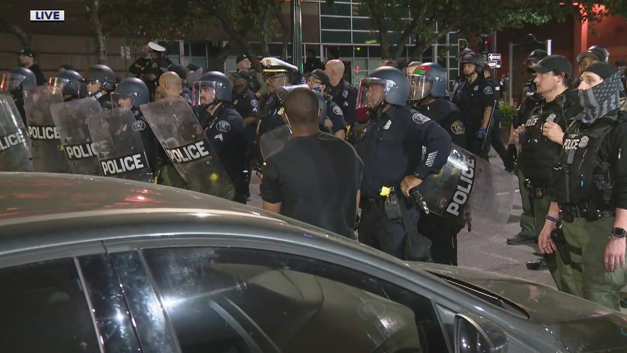 Protesters clash with police in downtown Detroit