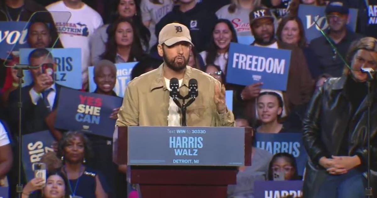 Eminem welcomes Obama to Detroit for Harris rally: 'The spotlight is on ...