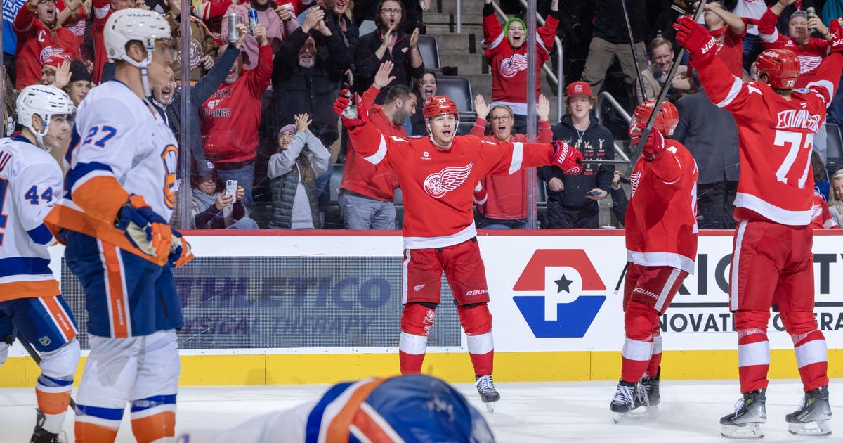 Raymond scores with 51 seconds remaining as Red Wings beat Islanders 2 ...