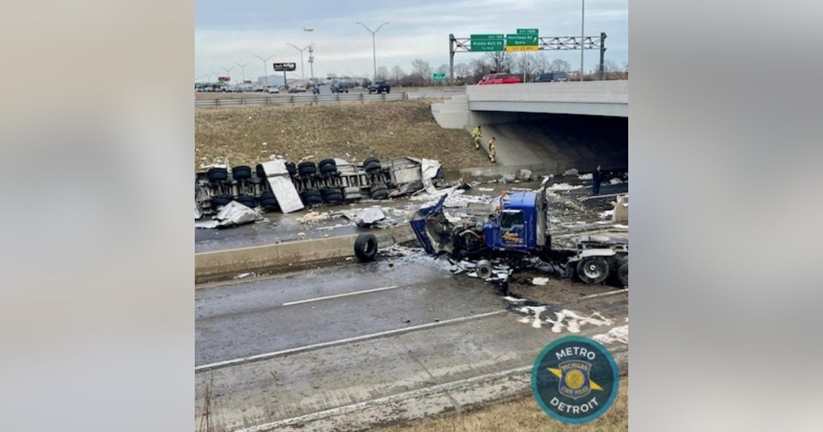 Semi rolls over on I-94 near Detroit airport, ramp closed | FOX 2 Detroit