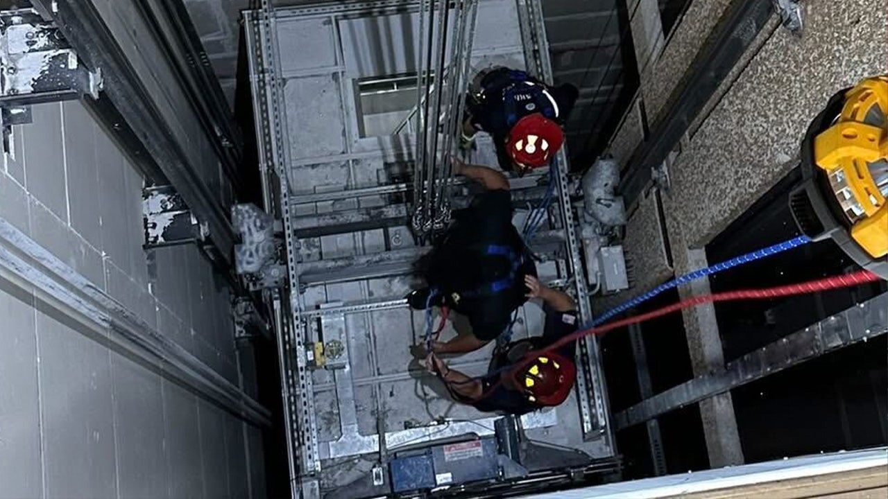 Elevator rescue in Ann Arbor requires rope system to save trapped ...