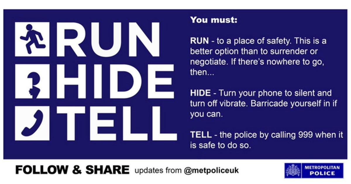 'Run Hide Tell' instructions probably saved lives during London terror ...