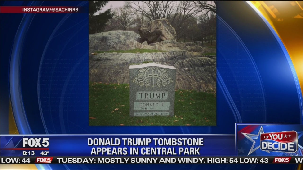 Donald Trump tombstone erected in Central Park | FOX 32 Chicago