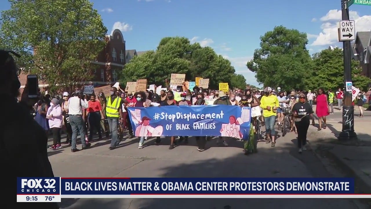 BLM and Obama Presidential Center protesters march together through ...