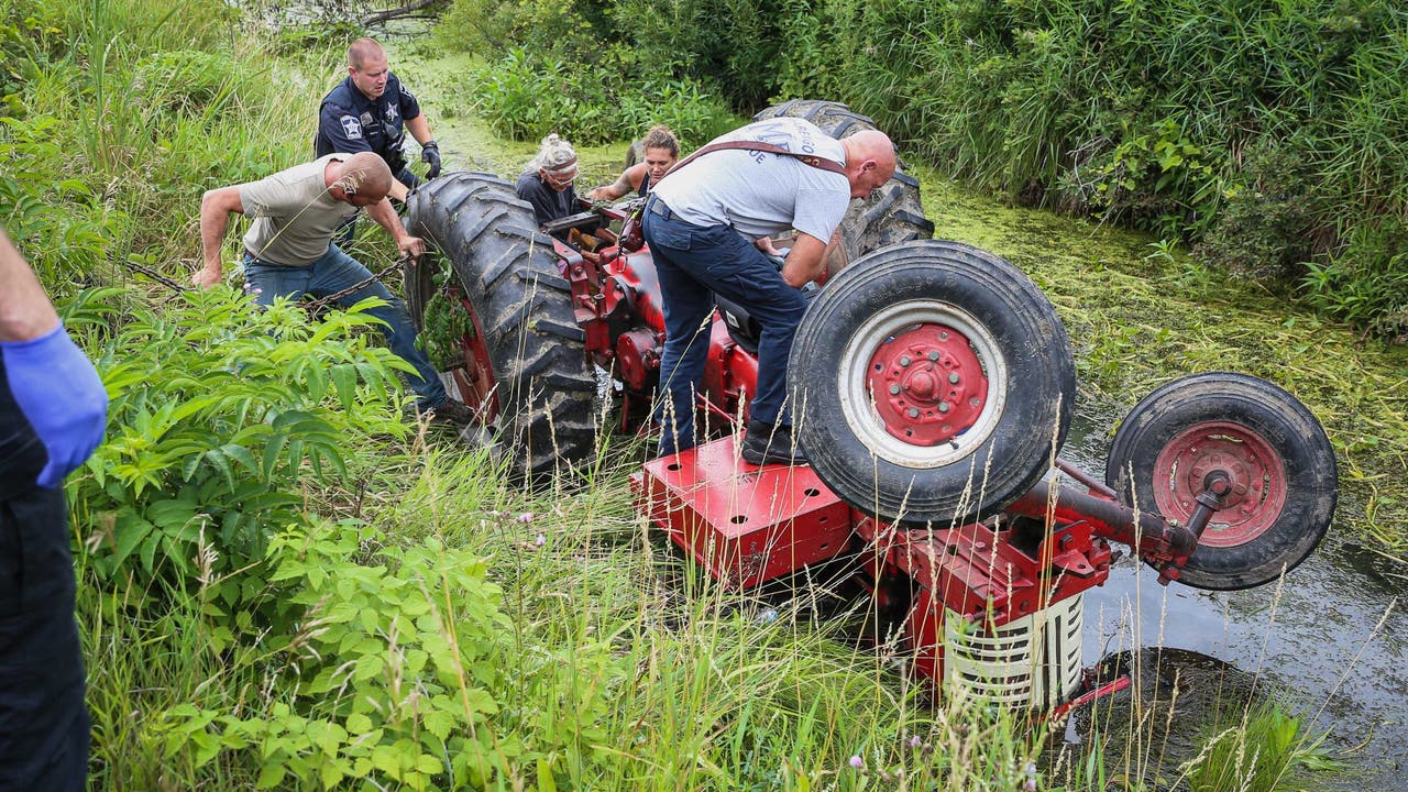 Elderly man trapped under tractor for hours, firefighters say | FOX 32 ...