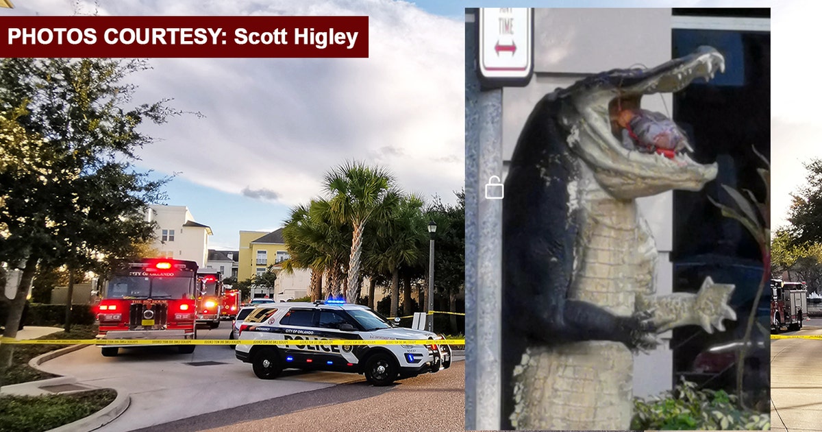 'Bomb' in mouth of alligator statue false alarm | FOX 35 Orlando