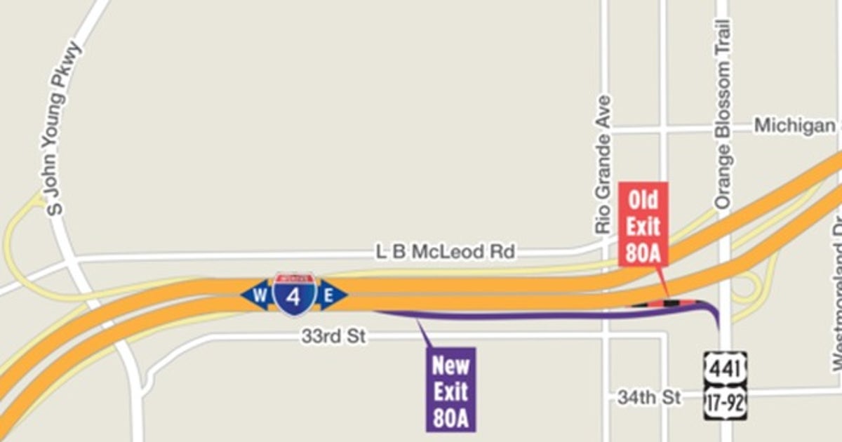 Eastbound I-4 exit ramp to southbound Orange Blossom Trail changing ...