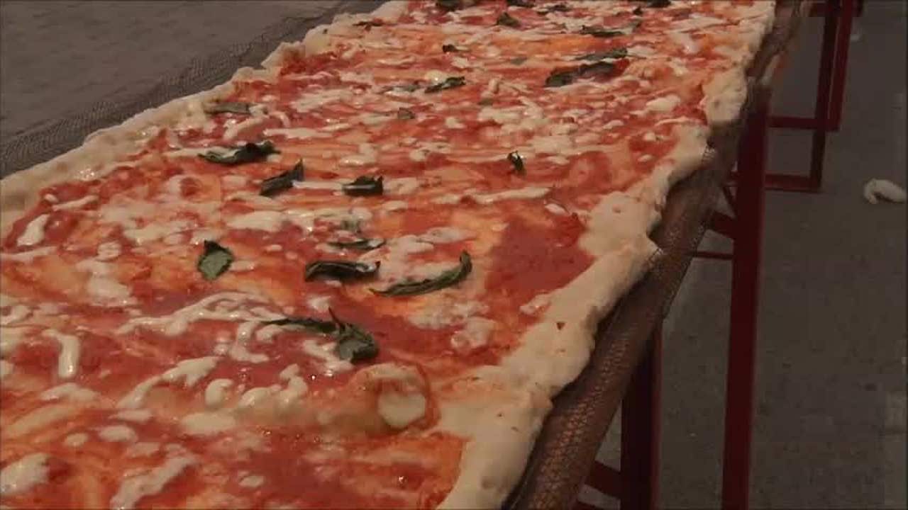 World record longest pizza ever made in Italy