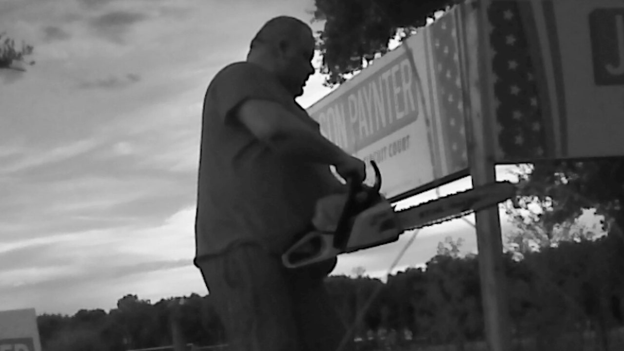 Lake County man takes chainsaw to campaign sign | FOX 35 Orlando