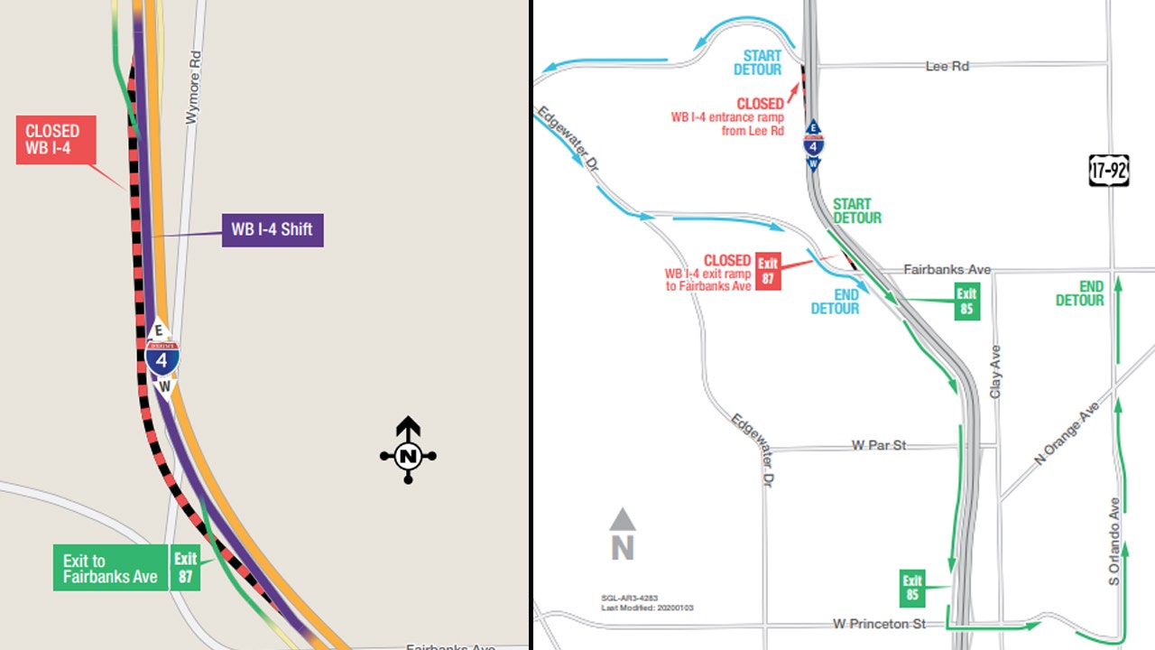 New traffic pattern in effect along westbound I-4 as lane shifts into ...