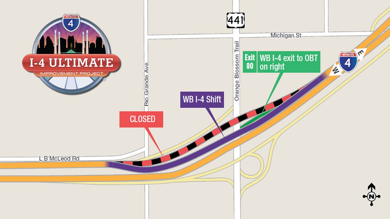 WB I-4 exit ramp to Orange Blossom Trail shifting