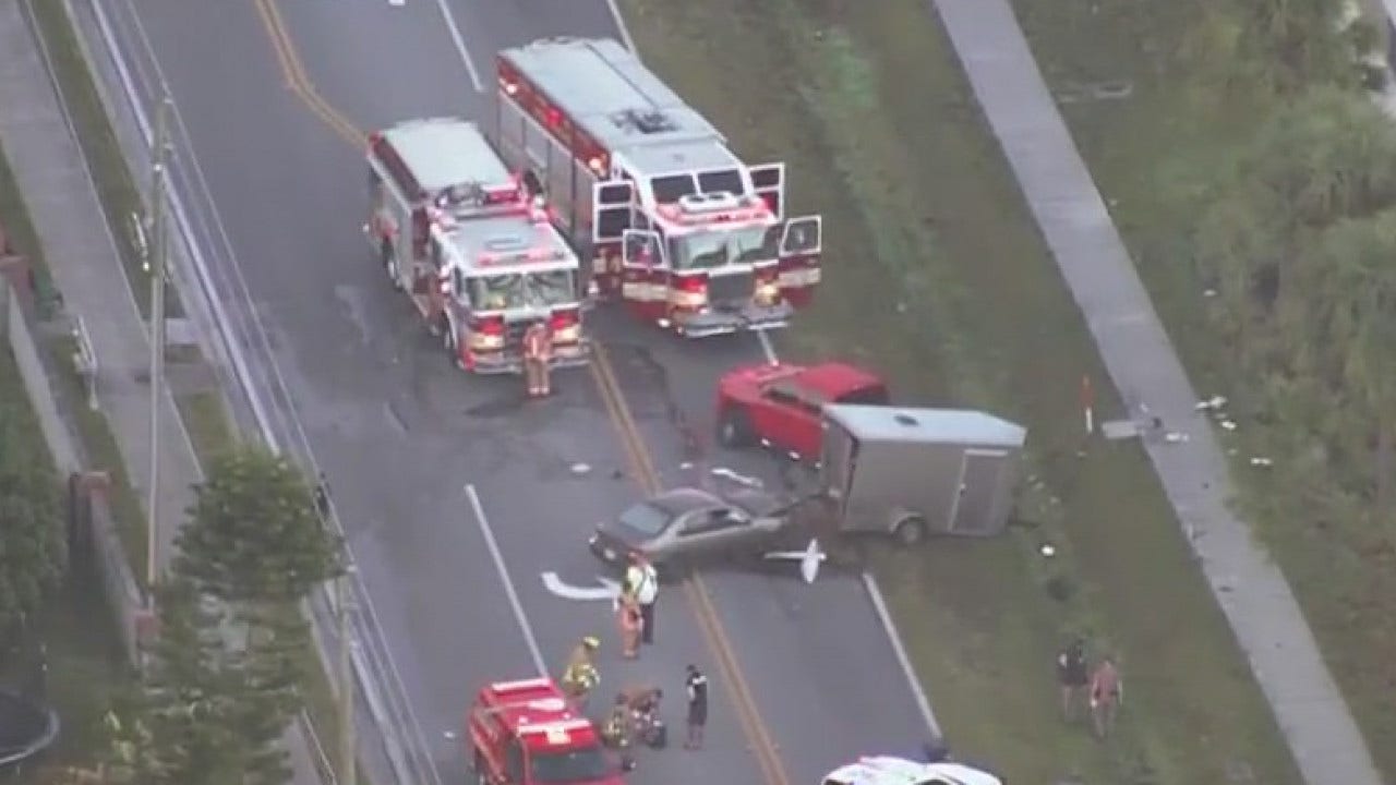 FHP: 1 dead, 3 injured after vehicle strikes trailer, pedestrians | FOX ...