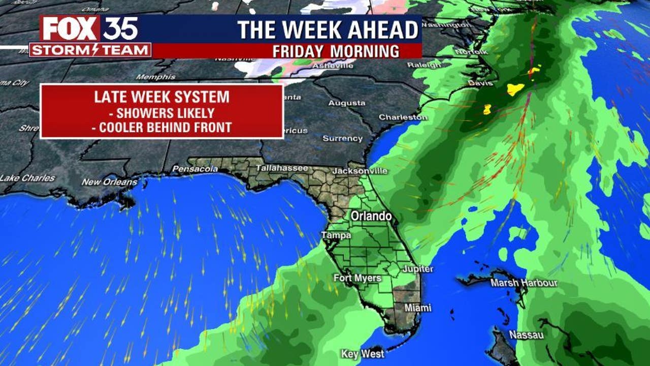 TIMELINE: System to bring Florida increased rain chances, cooler weather | FOX 35 Orlando