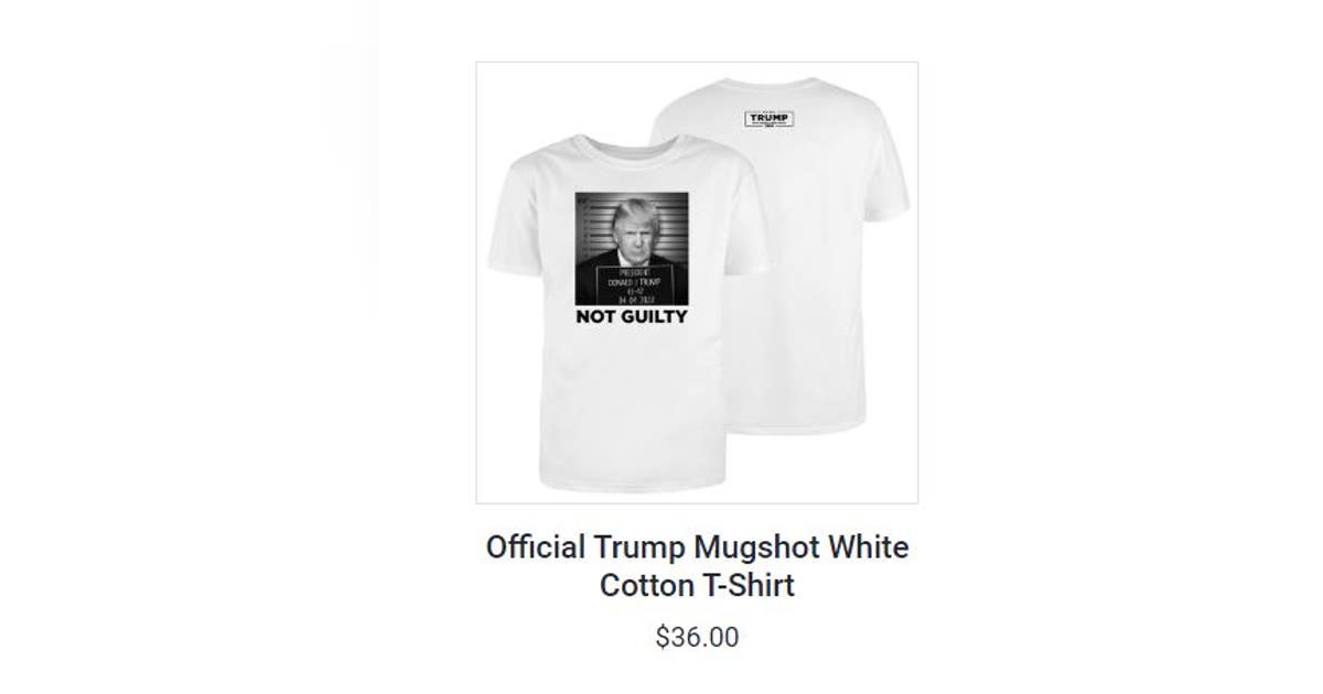 Trump mugshot: Shirts for sale with fake mugshot of Trump on his online ...