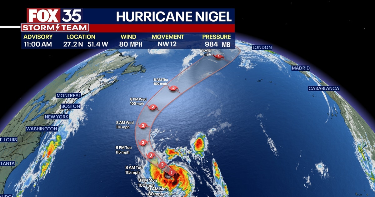Hurricane Nigel forms in the Atlantic, forecast to rapidly strengthen ...