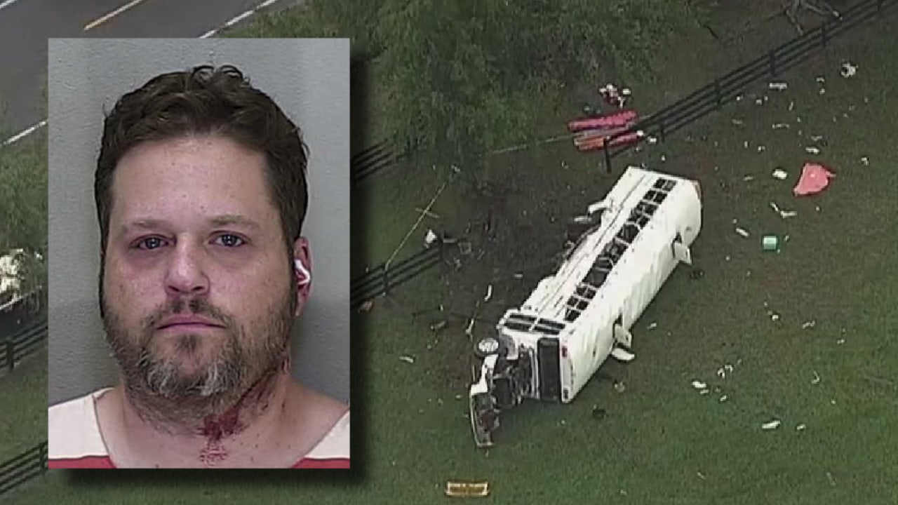 Truck driver that sideswiped bus in deadly Florida crash charged with 8 ...