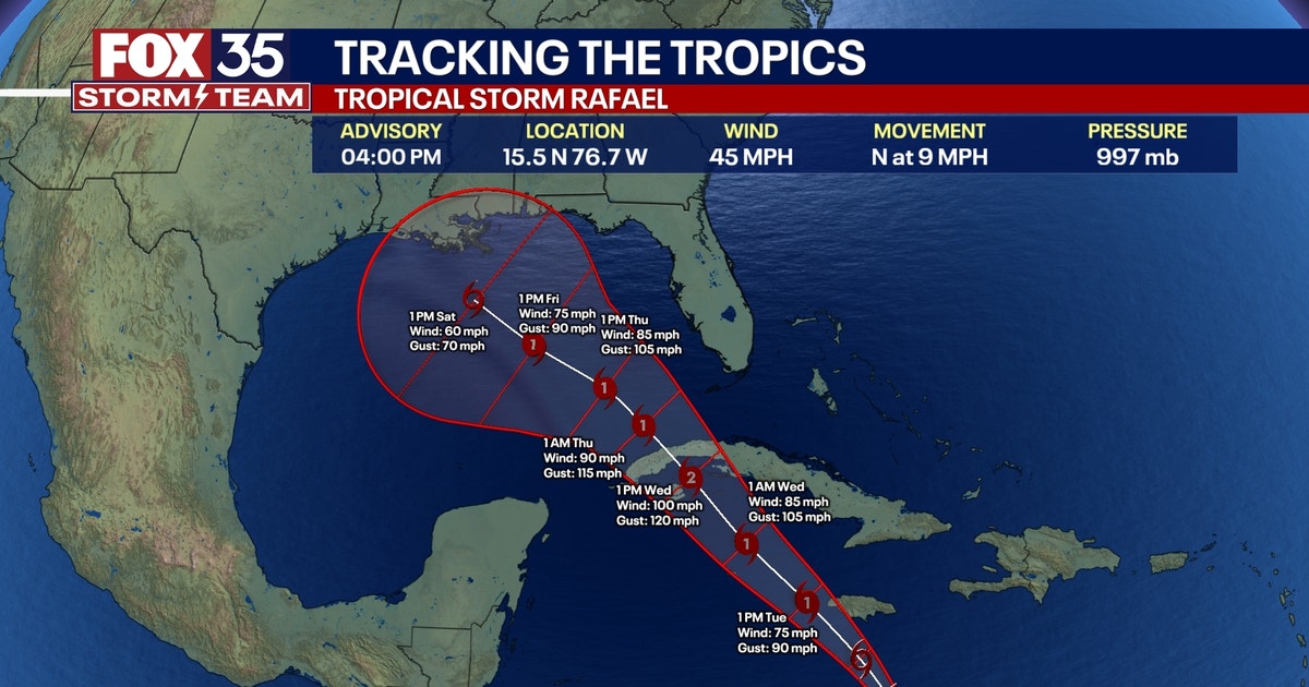 Tropical Storm Rafael forms, expected to become hurricane in Gulf of ...