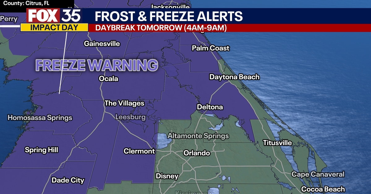 Freeze warnings issued in Central Florida, frost likely this weekend ...