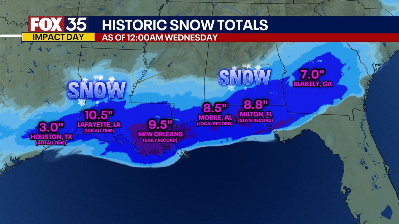 Florida snow forecast: Record snow totals expected as winter system moves across state | FOX 51 ...