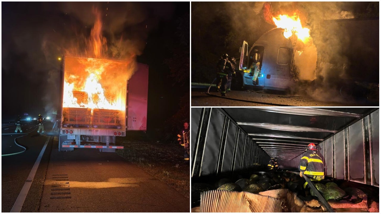 Palm Coast semi-truck hauling watermelons catches fire, officials say ...