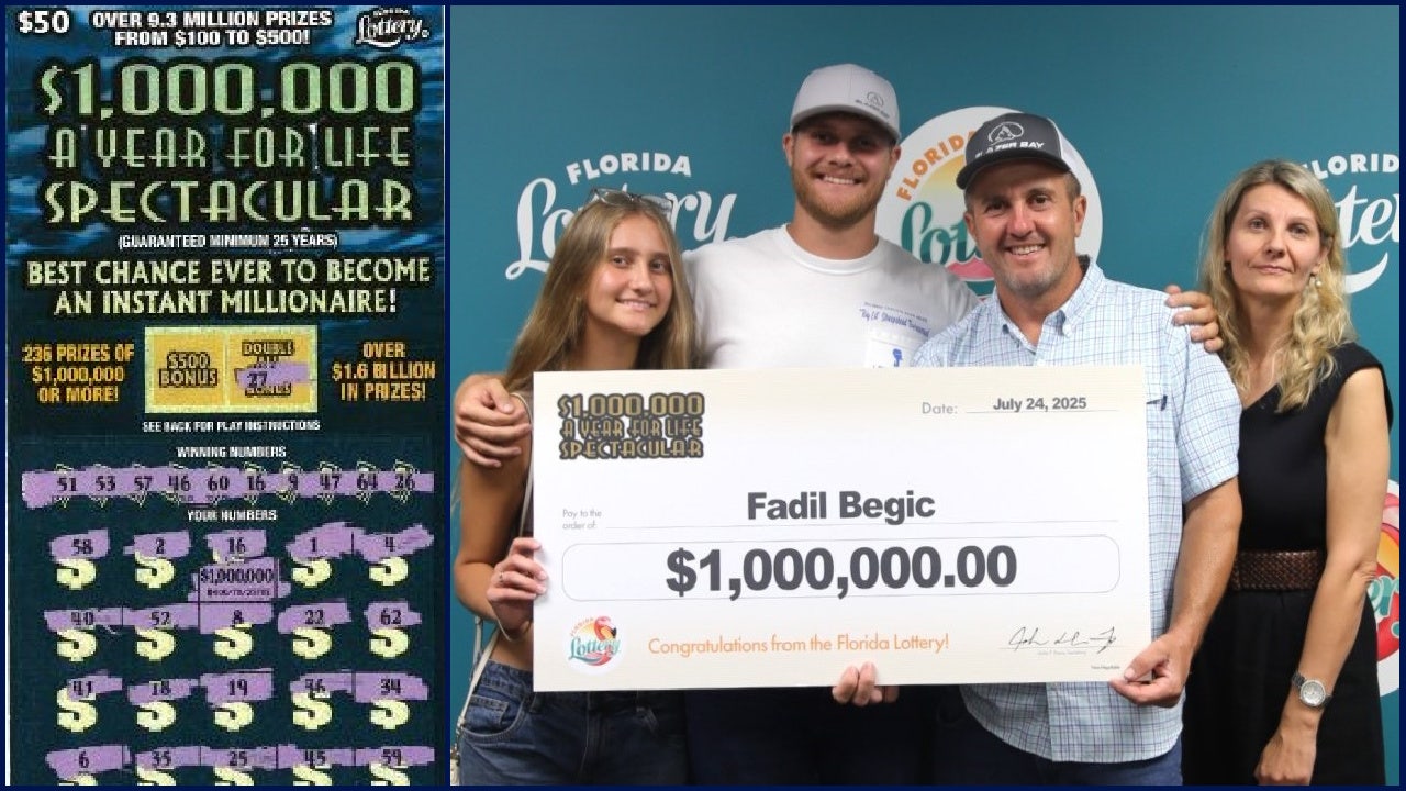Florida man claims winning '$1,000,000 a Year for Life' lottery ticket ...