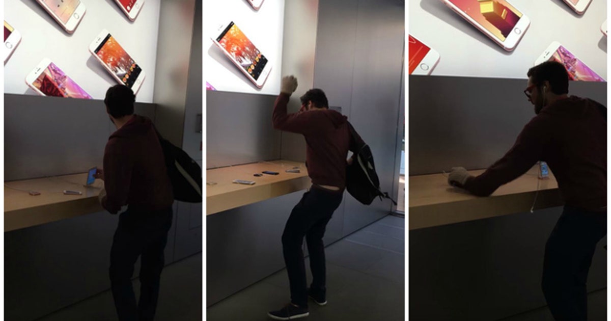 Video captures angry man smashing his way through an Apple store | FOX ...