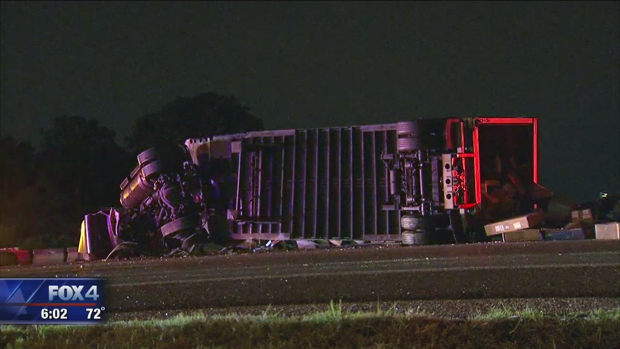 UPS truck crash scatters packages on I-30 | FOX 4 Dallas-Fort Worth