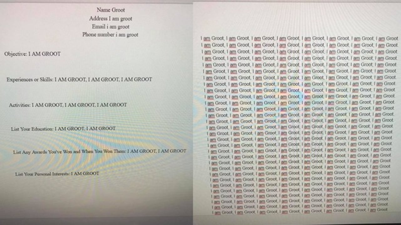 'I am Groot' goes viral -- as student's resume and cover-letter ...