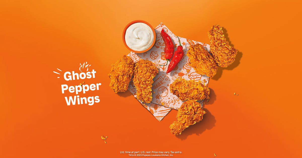 Popeyes' Ghost Pepper Wings make return to US menus for limited time ...