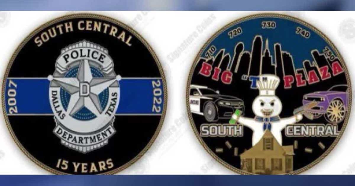 Dallas police officer suspended over 'racist' challenge coin design ...