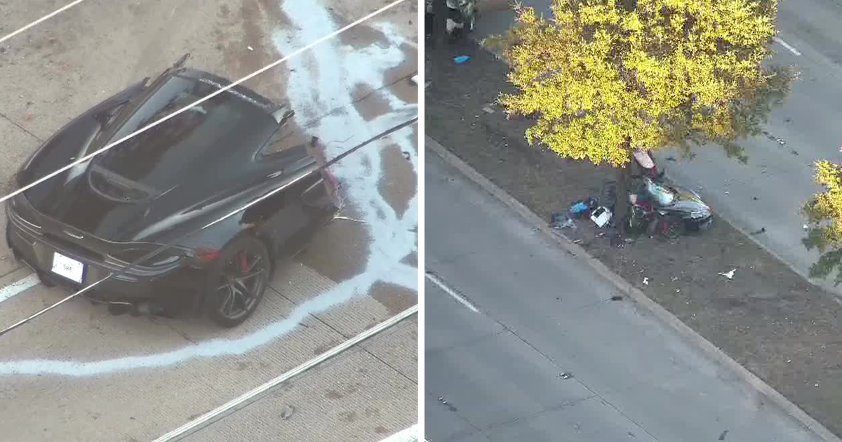 McLaren split in half by tree in Dallas crash that kills 2 | FOX 13 Seattle