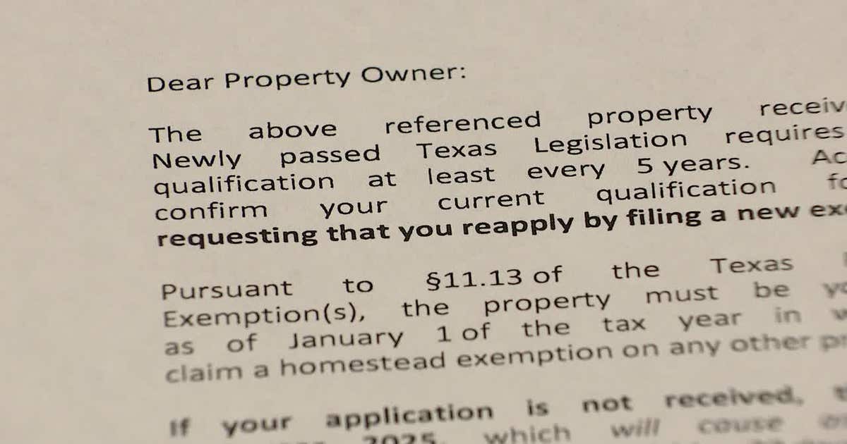 Texas homeowners must now verify homestead exemptions every 5 years ...