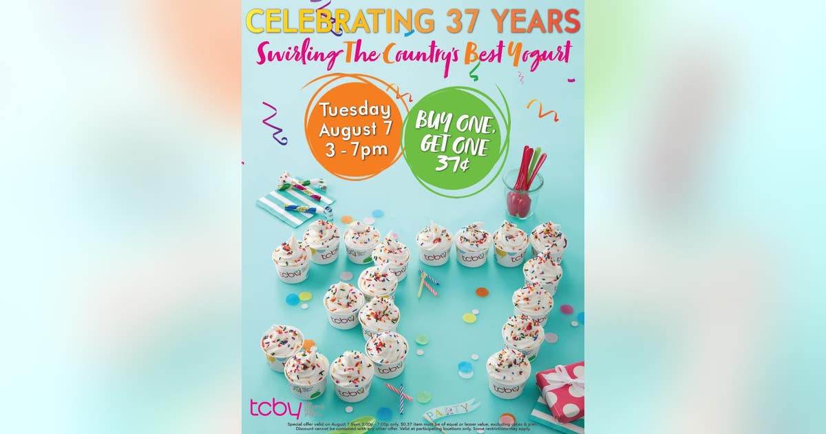 TCBY celebrates 37 years with a special FroYo happy hour on Tuesday ...