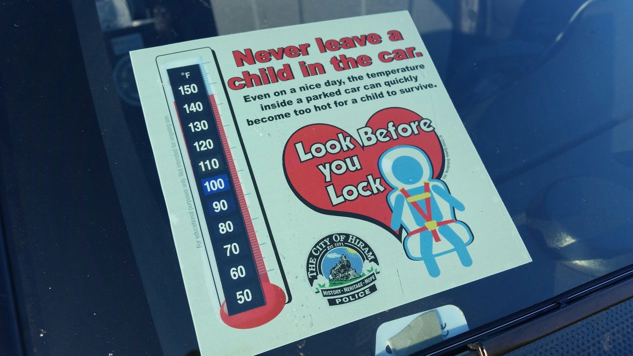 Hiram Police use decal thermometers to warn of hot car dangers | FOX 5 ...