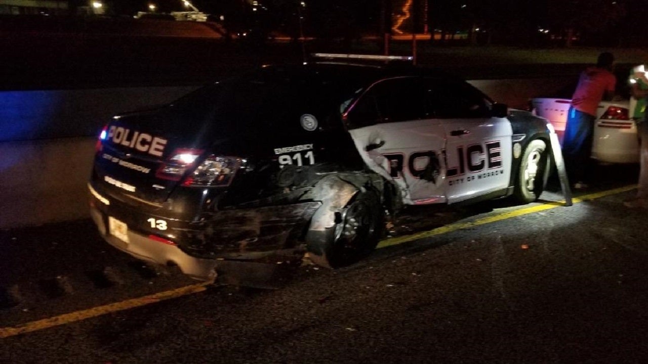 GSP: Car smashes into back of Morrow Police patrol car | FOX 5 Atlanta