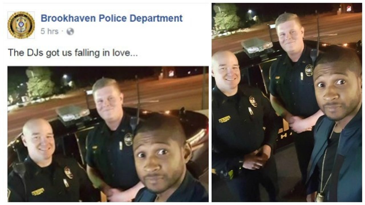 Starstruck Brookhaven officers take selfie with Usher