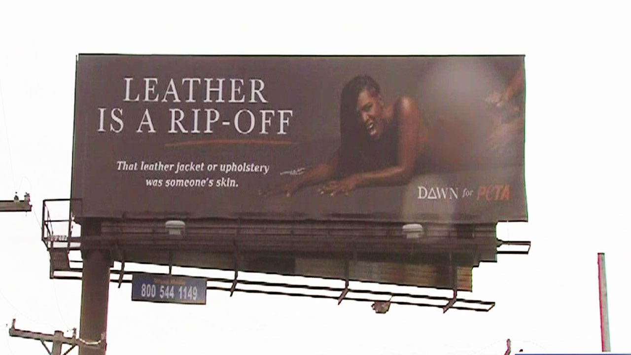 Controversial anti-leather PETA billboard lands in Highland Park | FOX ...