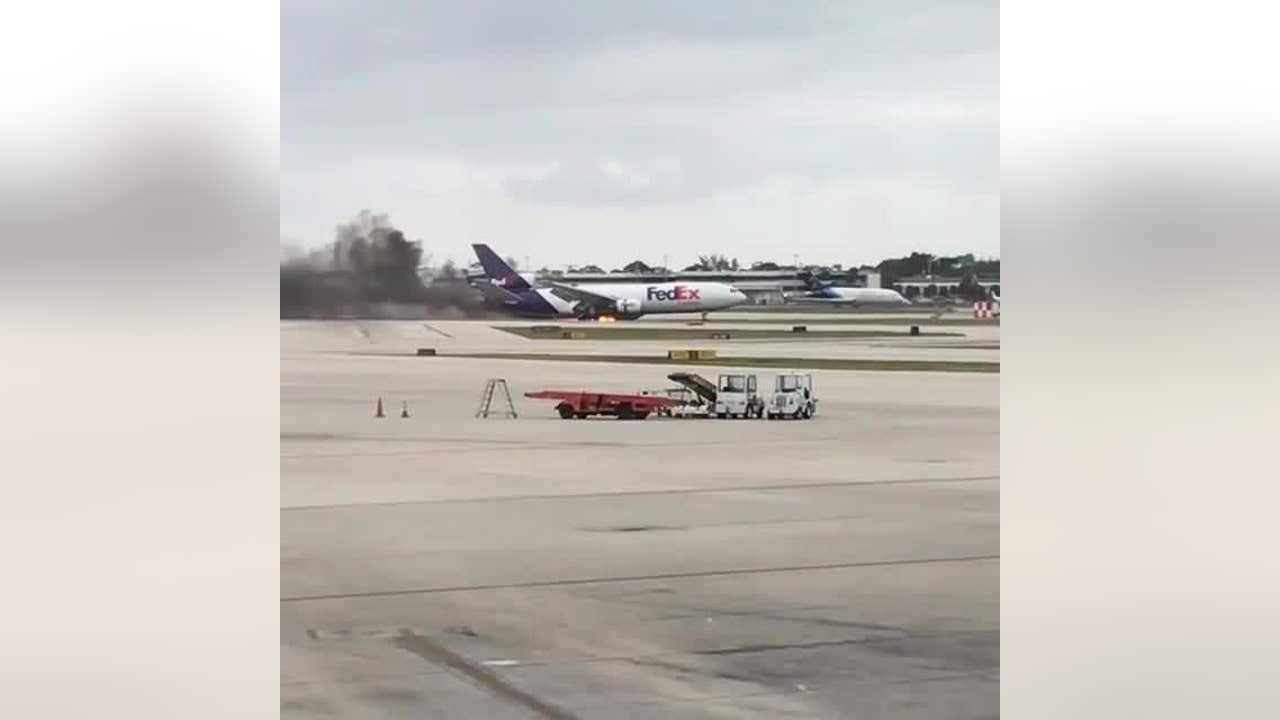 FedEx plane catches fire in Ft. Lauderdale