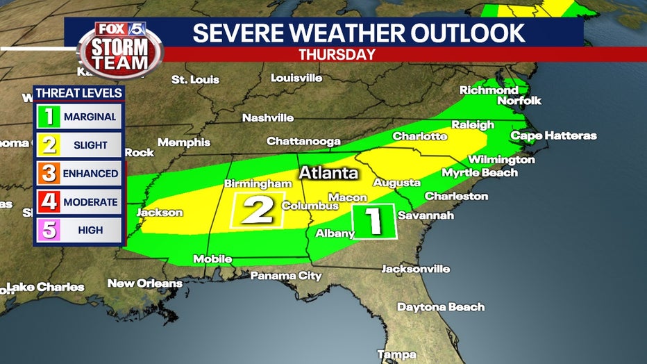 Heat could make way for severe storms in Georgia on Thursday | FOX 5 ...