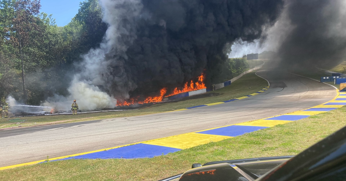 Massive fire breaks out after motorcycle crash at Road Atlanta | FOX 5 ...