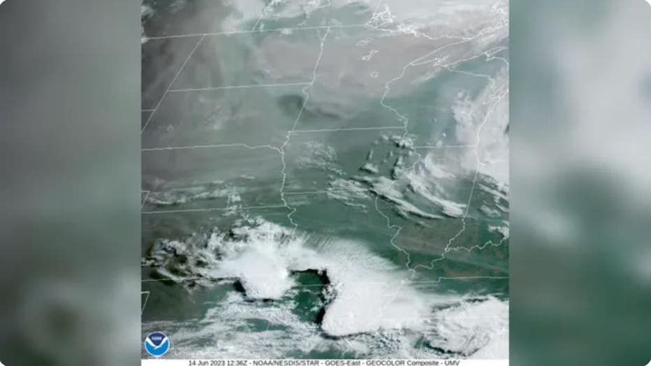 Satellite images show Canada wildfire smoke, 'unhealthy' air quality arriving in Upper Midwest ...