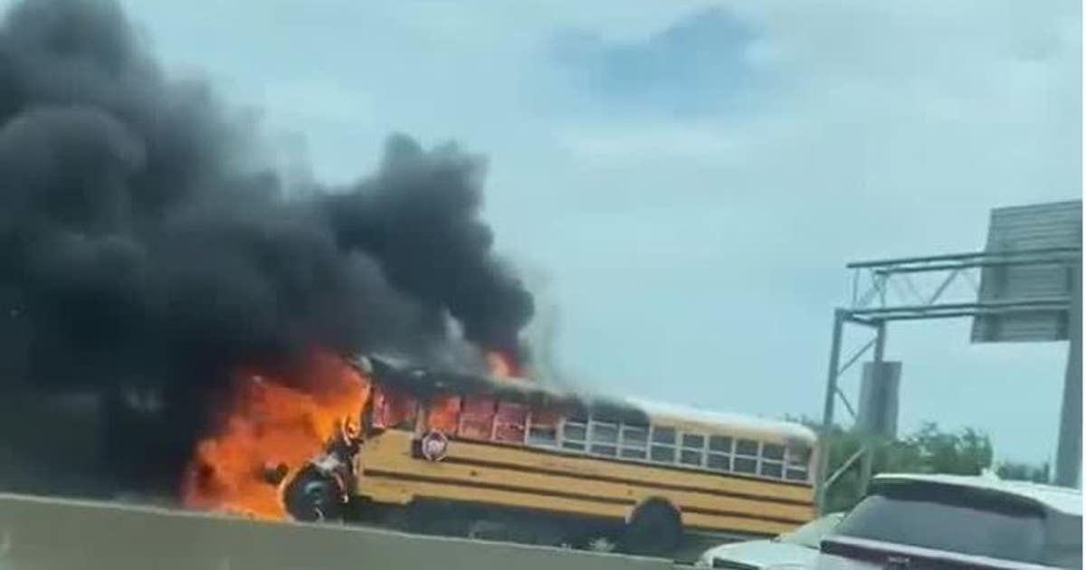 Video: School bus catches fire on Massachusetts expressway | FOX 5 Atlanta