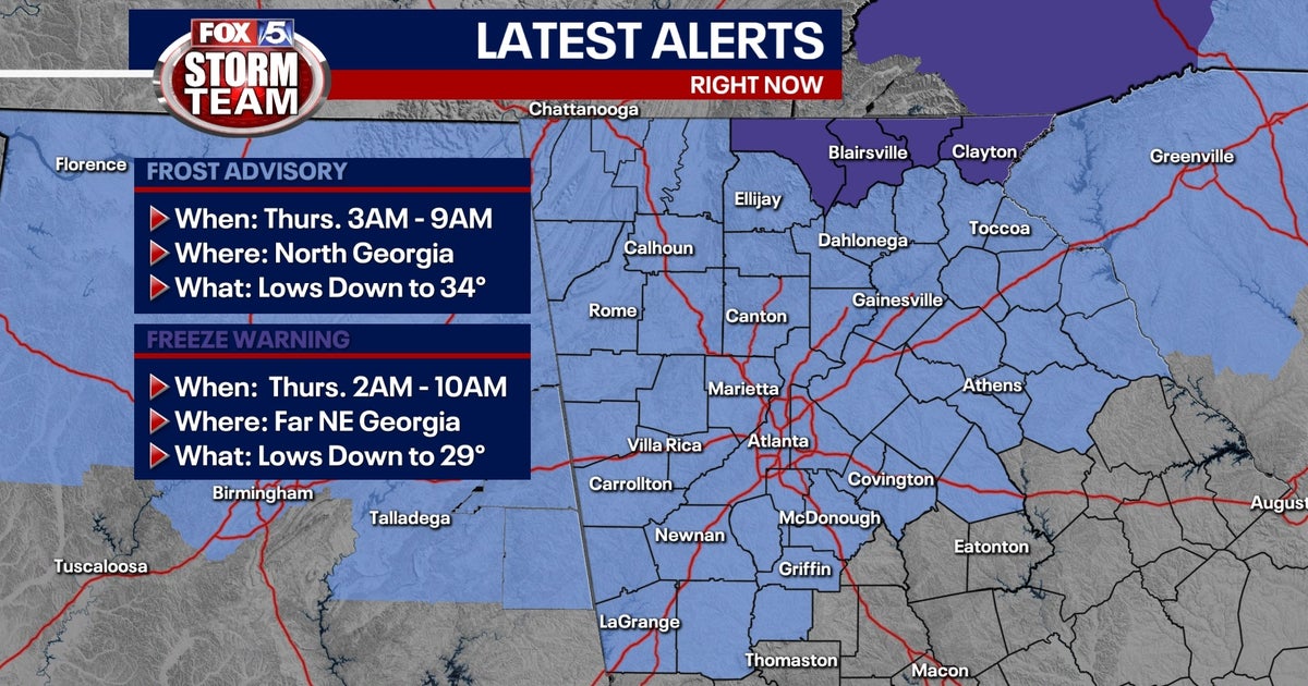 Frost Advisory for metro Atlanta; Freeze Warning for extreme north ...