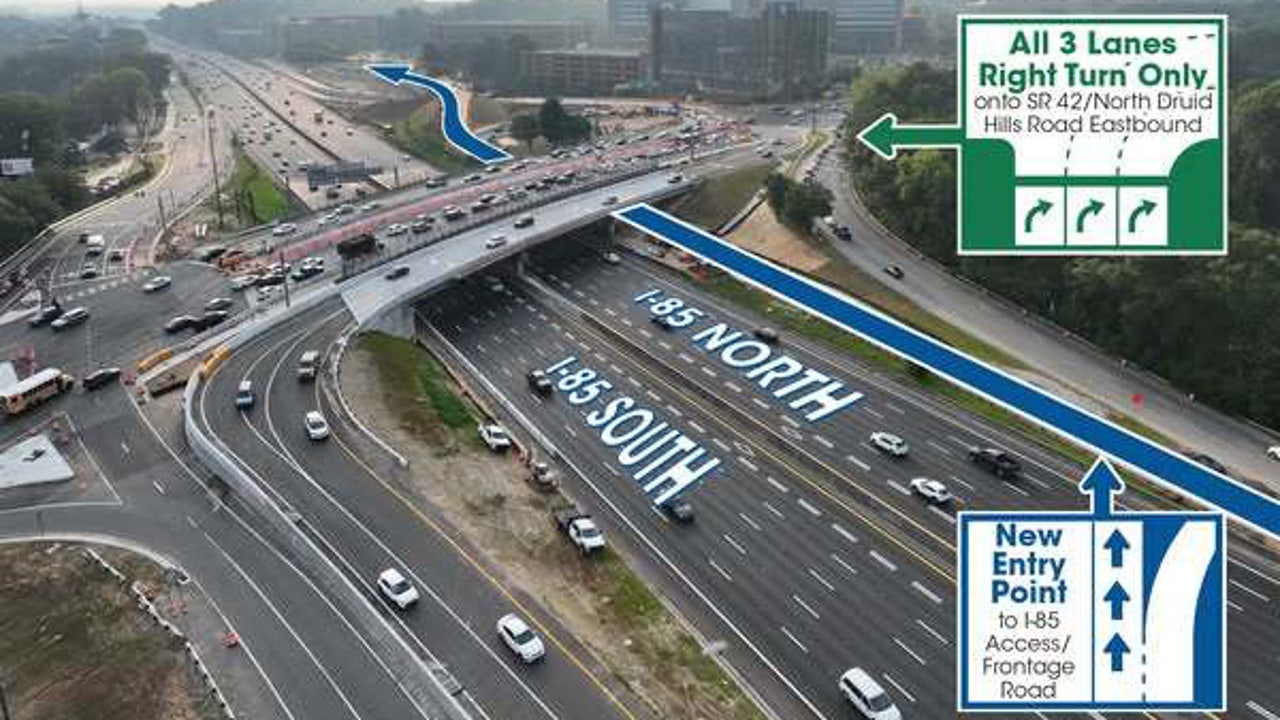New braided exit ramp opens on I-85 at North Druid Hills Road | FOX 5 ...