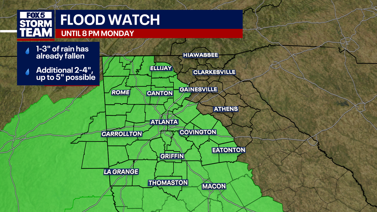 Stormy Sunday: Central & North Georgia waking up wet, flash flooding ...
