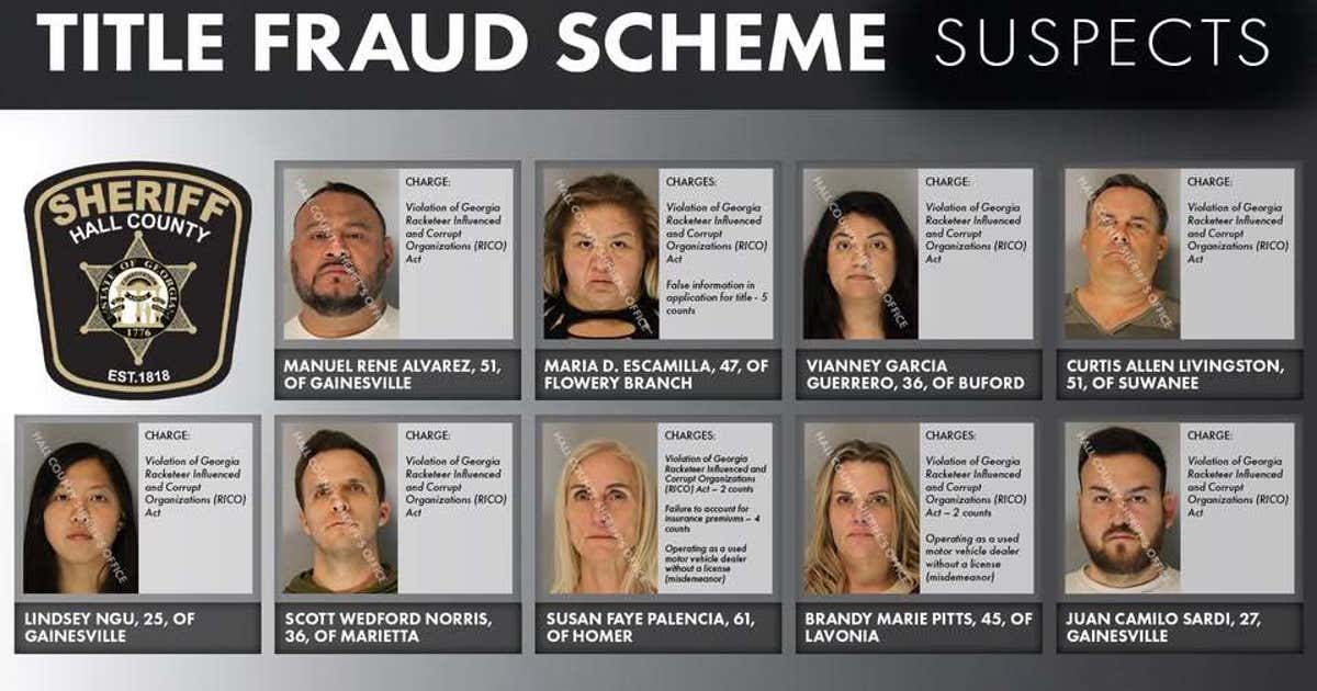 Hall County RICO Indictment: 9 charged in $1M car title fraud scheme ...