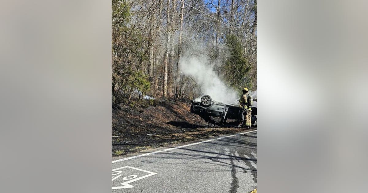 2 injured after car rolls, hitting power pole, sparking grass fire ...