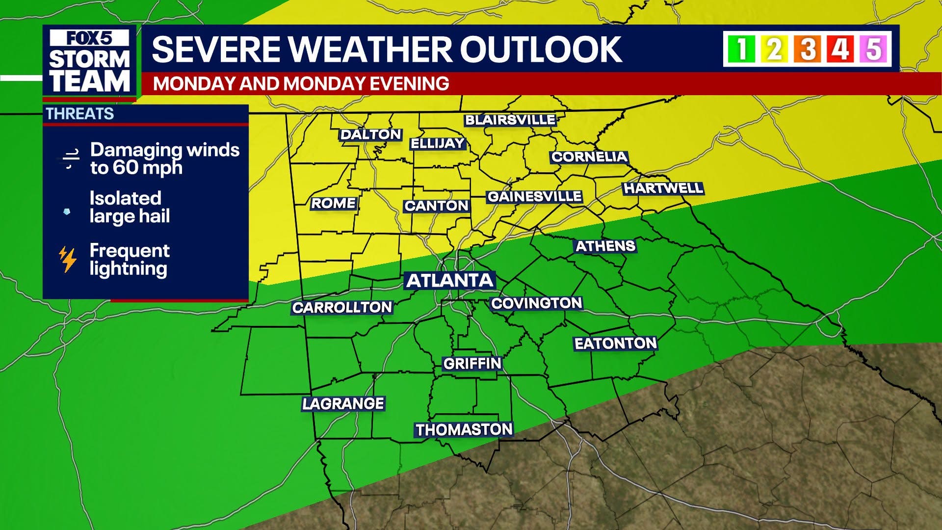 Metro Atlanta facing late night severe storm risk Monday | FOX 5 Atlanta